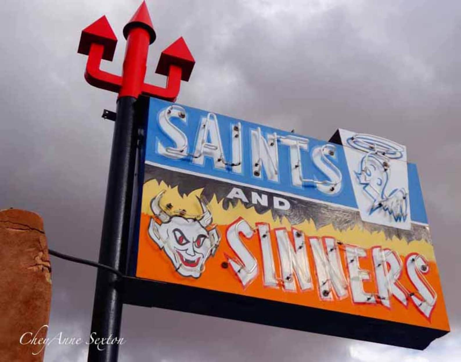 Old Neon Retro 'Saints and Sinners' signage New Mexico | Etsy
