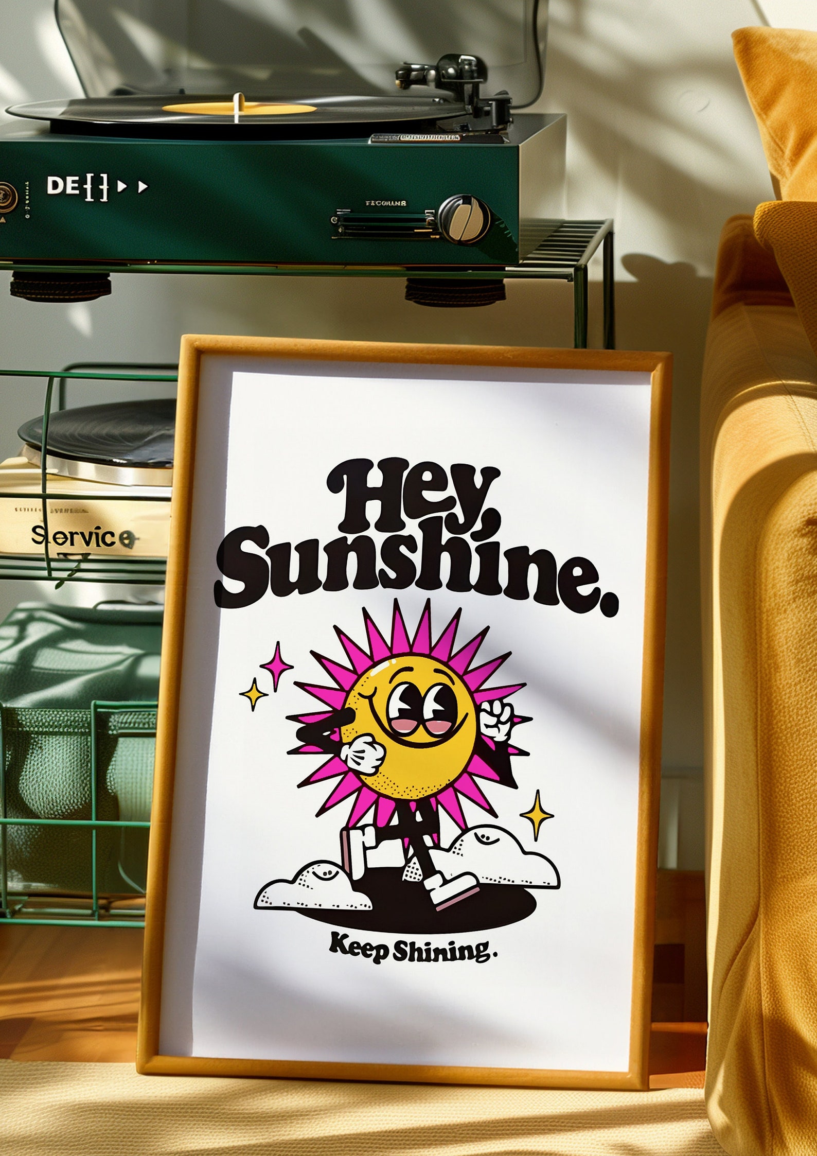 Printable Hey Sunshine Funky Sun Cartoon Poster Digital Download Wall ...
