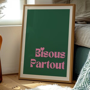 Bisous Bisous French Kiss Art Print French Kisses Emerald Green Decor ...