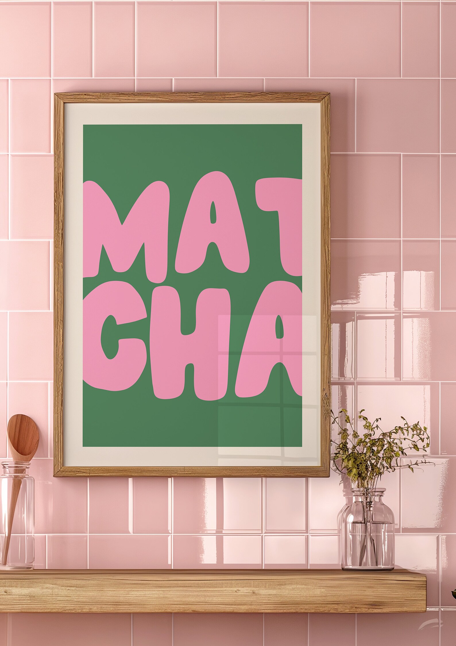 Matcha Digital Print Artwork, Green Tea Wall Decor, Kitchen Decor ...