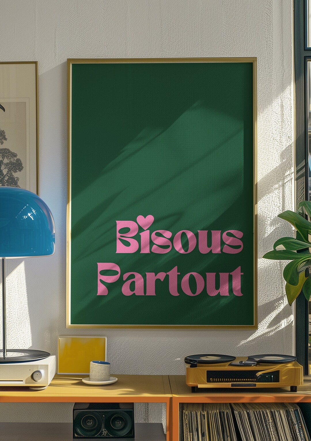 Bisous Bisous French Kiss Art Print French Kisses Emerald Green Decor ...