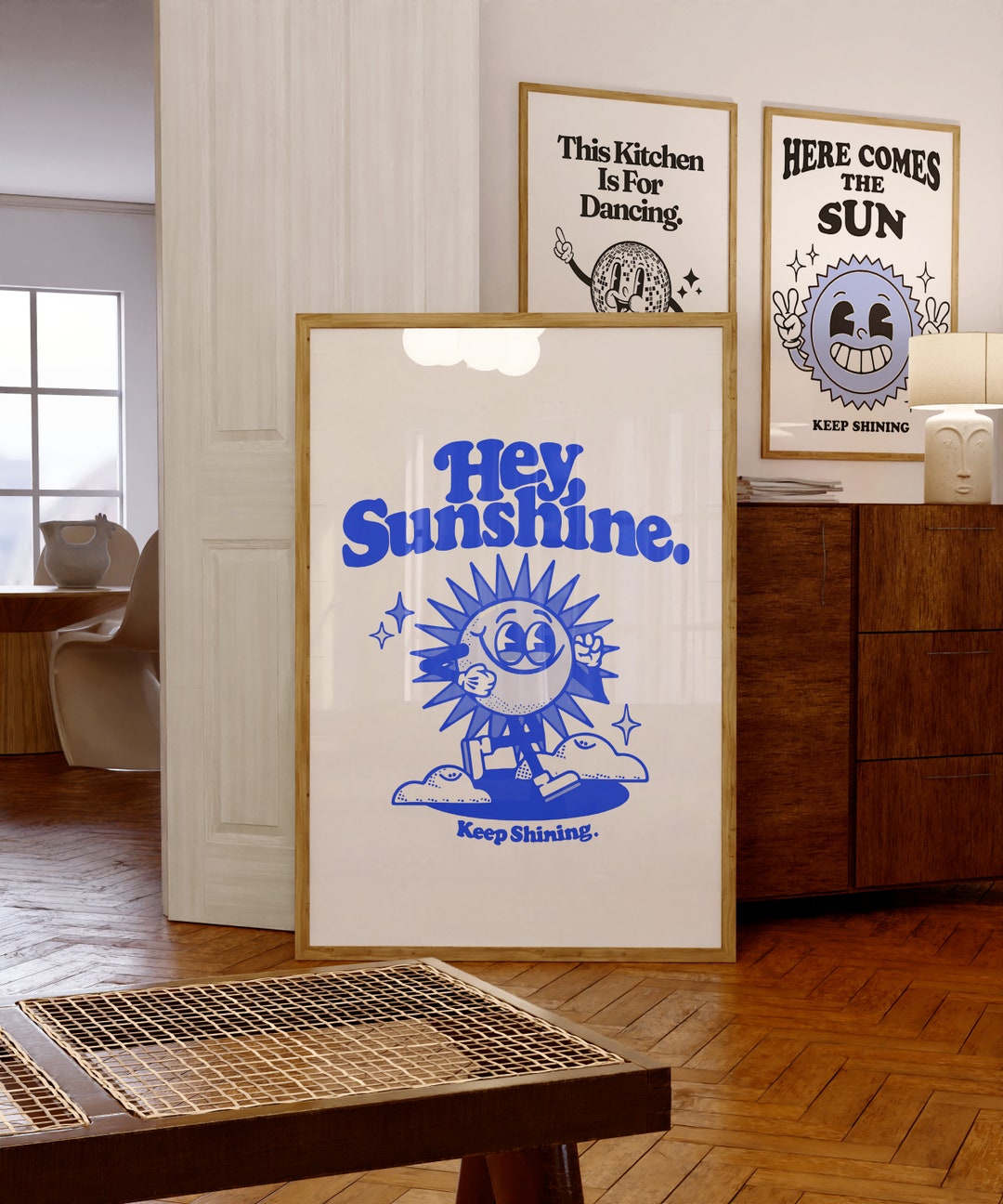 Funky Sun Cartoon Poster Digital Download Wall Art Keep Shining Vintage ...