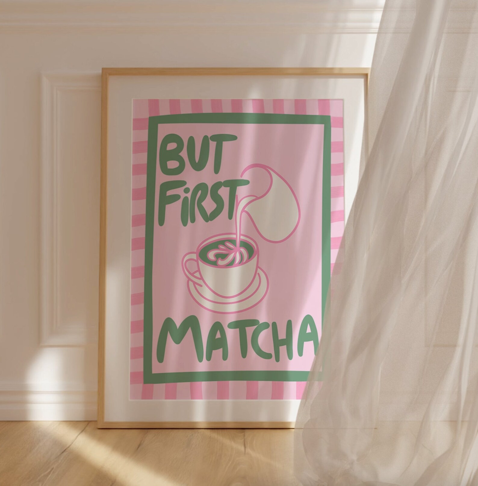 Hand Drawn Kitchen Print - but First Matcha Poster - Matcha Club Print ...