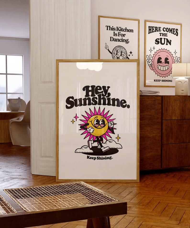 Printable Hey Sunshine Funky Sun Cartoon Poster Digital Download Wall ...