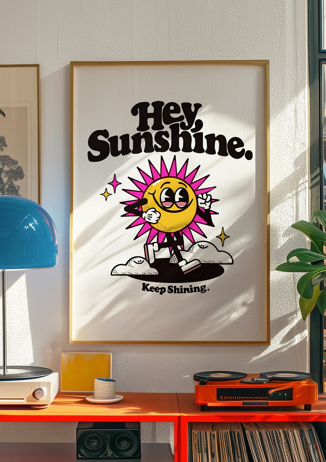 Printable Hey Sunshine Funky Sun Cartoon Poster Digital Download Wall ...