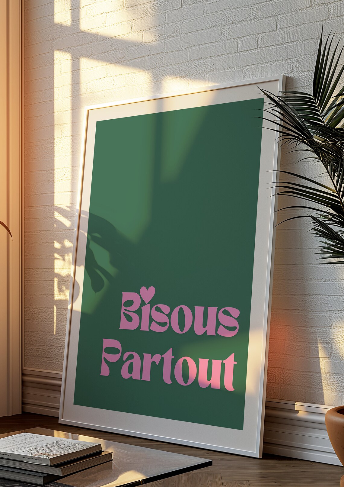 Bisous Bisous French Kiss Art Print · French Kisses · Emerald Green ...