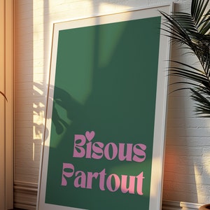 Bisous Bisous French Kiss Art Print French Kisses Emerald Green Decor ...