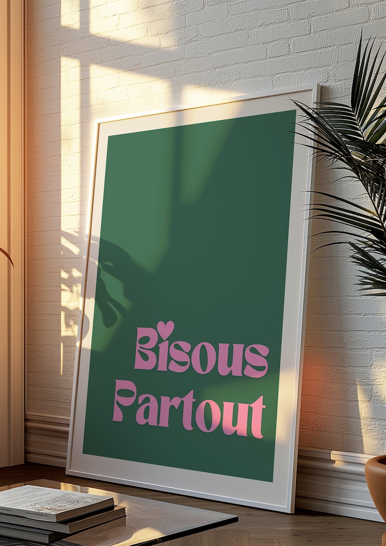 Bisous Bisous French Kiss Art Print · French Kisses · Emerald Green ...