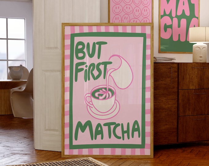 Hand Drawn Kitchen Print but First Matcha Poster Matcha Club Print ...
