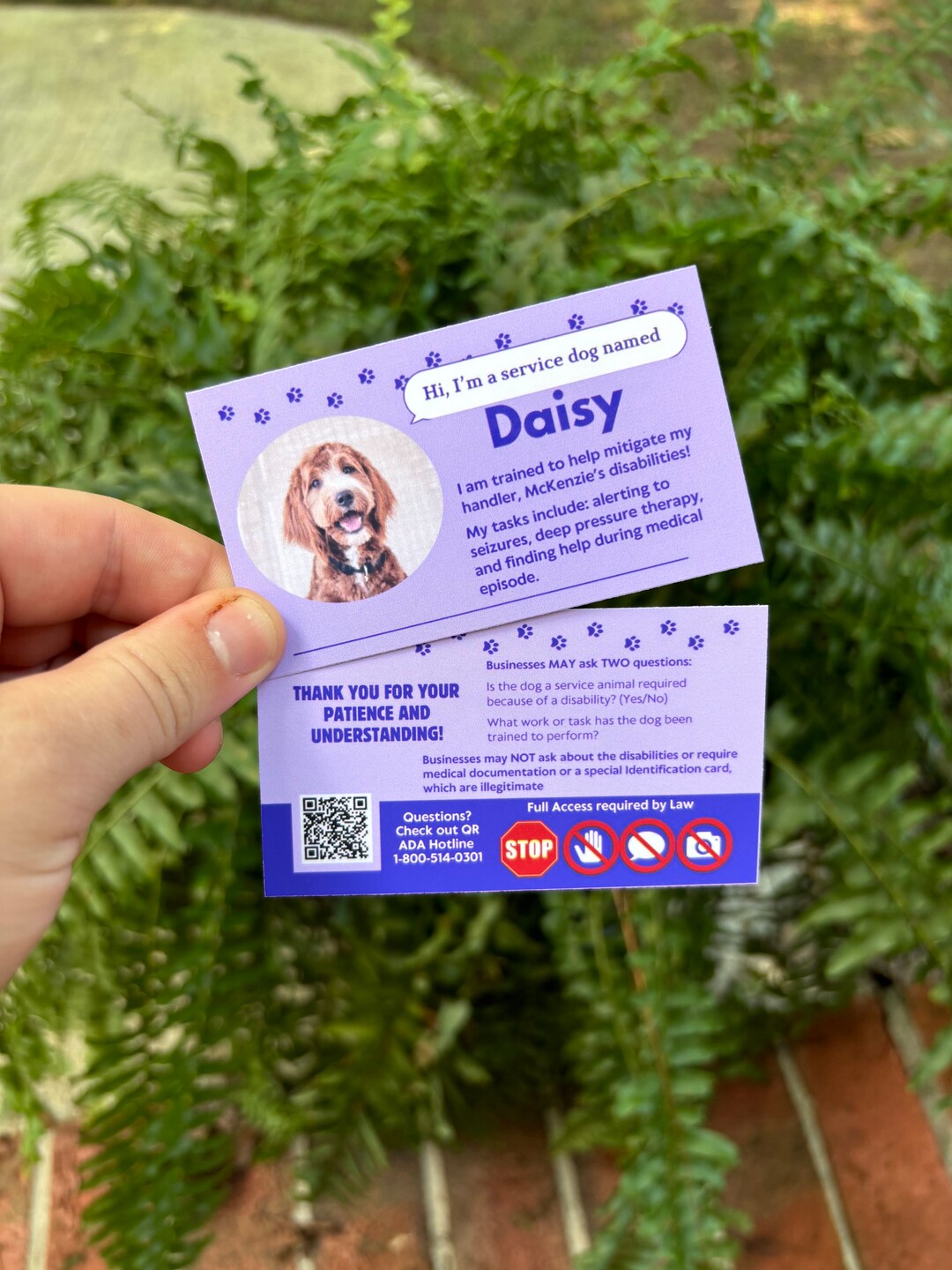 ADA Law Qr Info Personalized Cards With Task Info and QR Code, 2 Sides ...