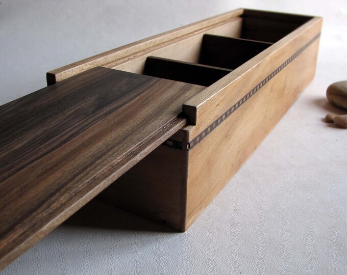 Wooden Box Three Compartment Reclaimed From Furniture Sliding Lid - Etsy