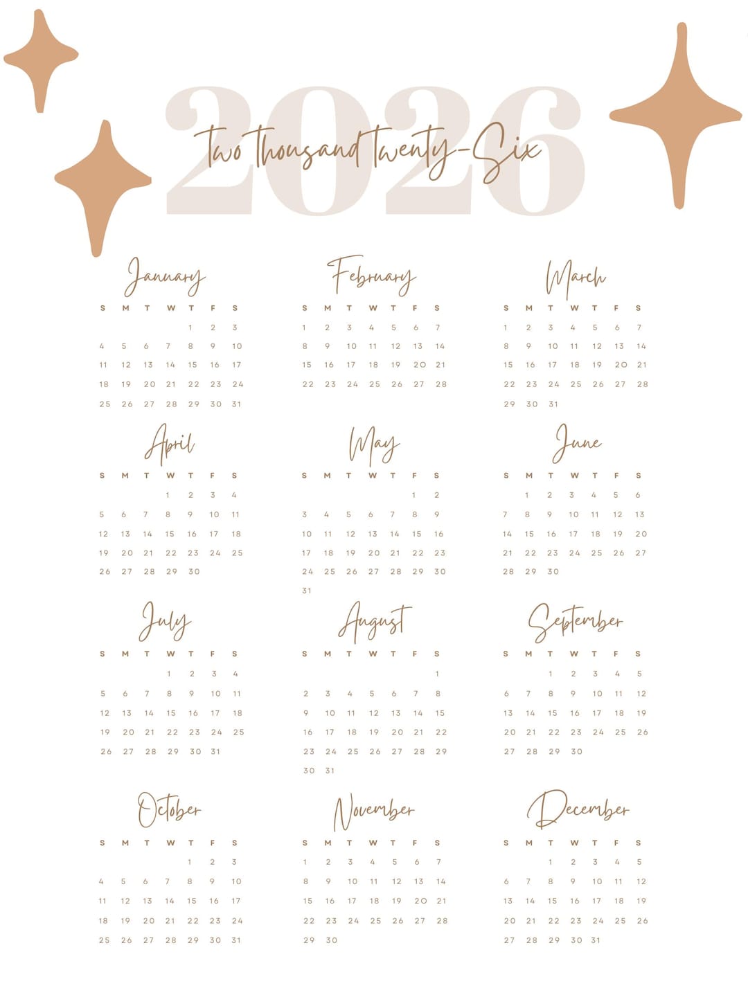 2026 Esthetic Calendar - Etsy