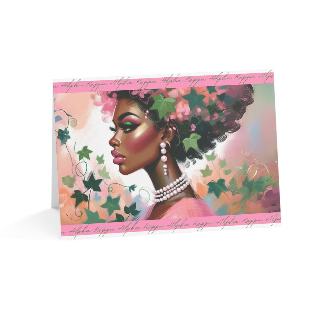 AKA Portrait Brush Greeting Cards 1, 10, 30 Pcs - Etsy
