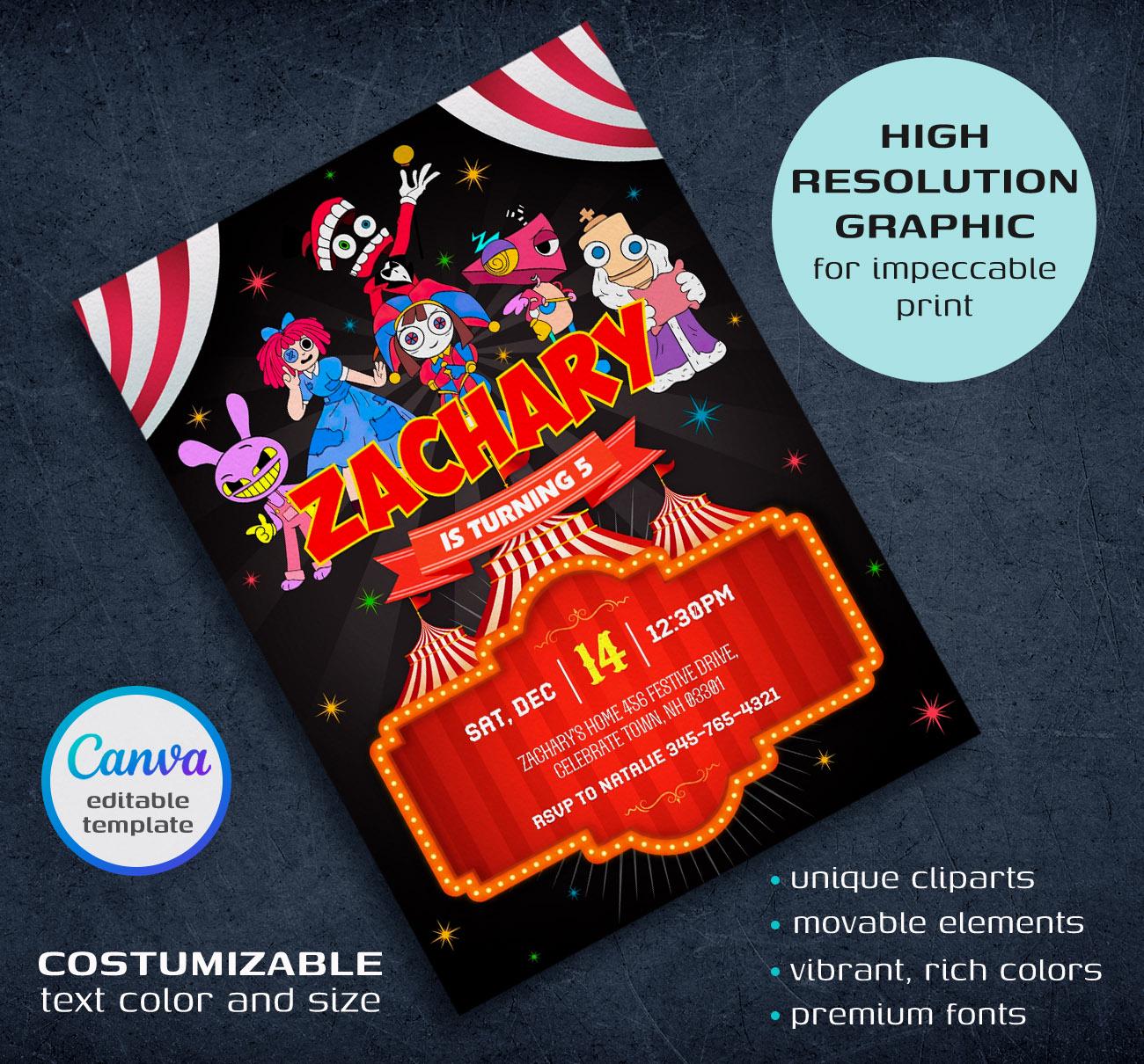 Printable the Amazing Digital Circus Invitation, Editable Digital ...