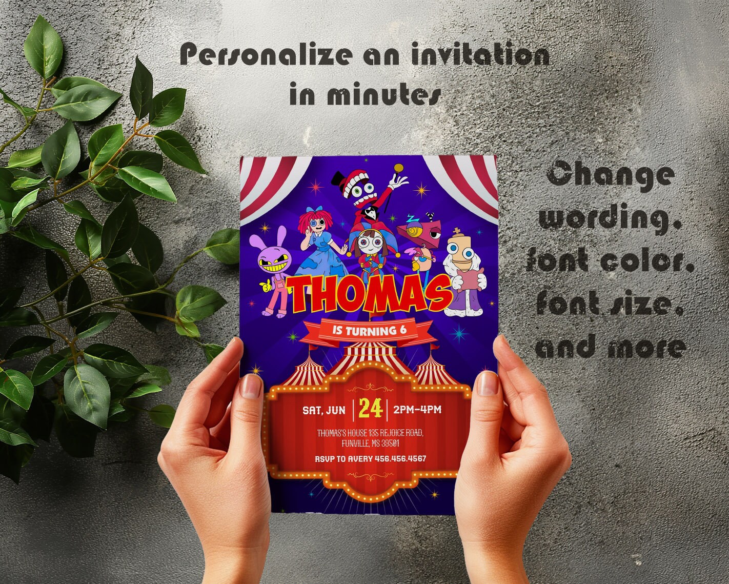 Printable the Amazing Digital Circus Invitation, Editable Digital ...