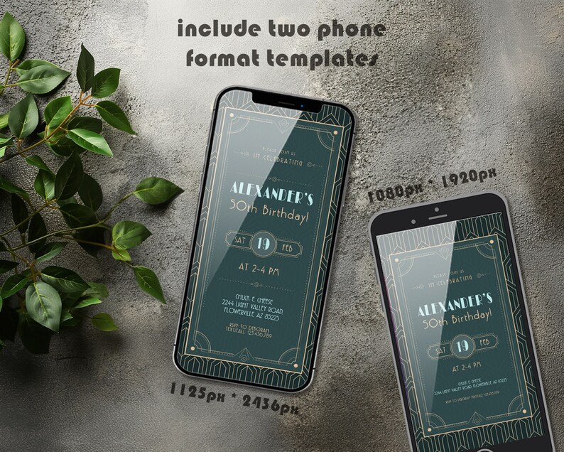 Editable Gatsby Invitation, Art Deco Invitation, Flapper Invite, Great ...