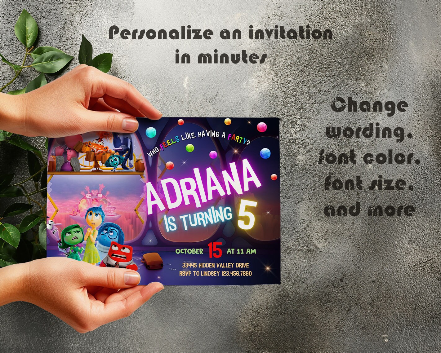 Inside Out 2 Birthday Invitation, Insideout Printable Invitation, Movie ...