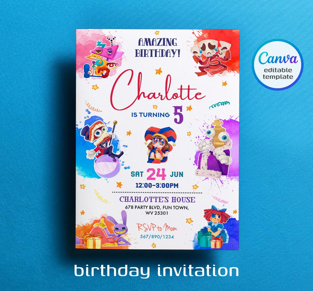 Printable the Amazing Digital Circus Invitation, Editable Digital ...