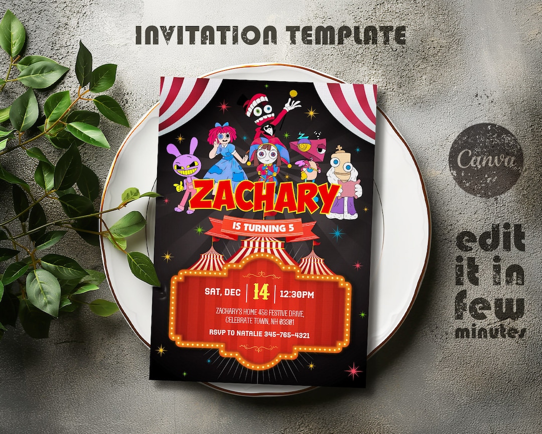 Printable the Amazing Digital Circus Invitation, Editable Digital ...