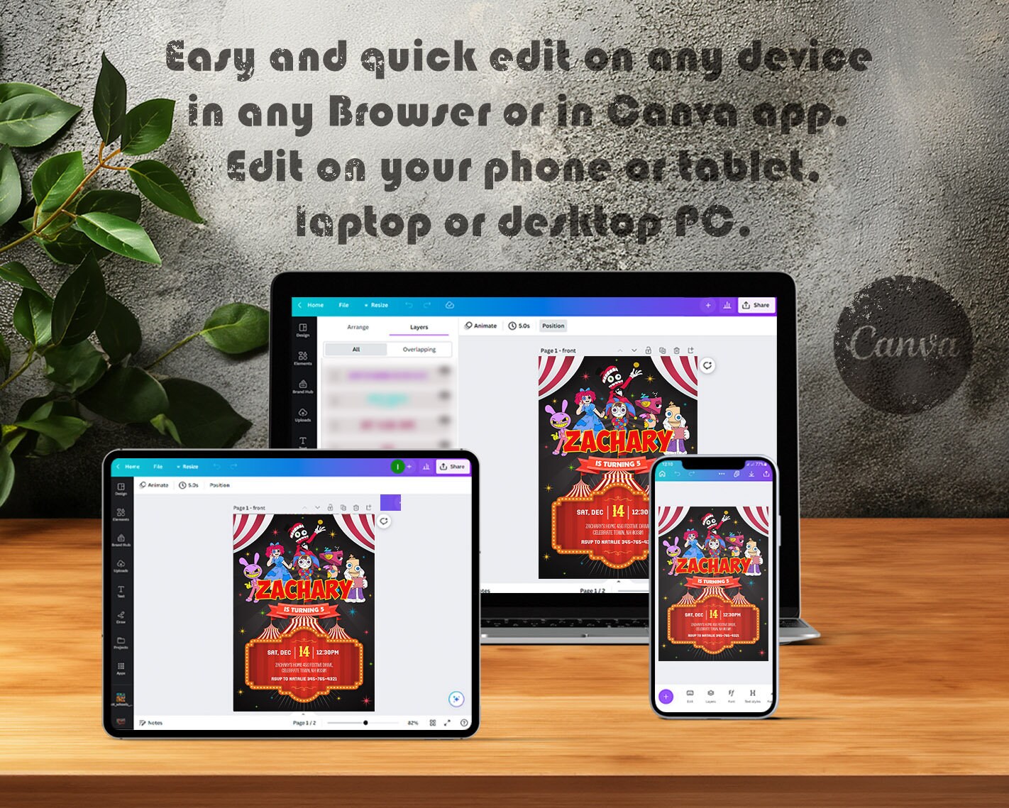 Printable the Amazing Digital Circus Invitation, Editable Digital ...