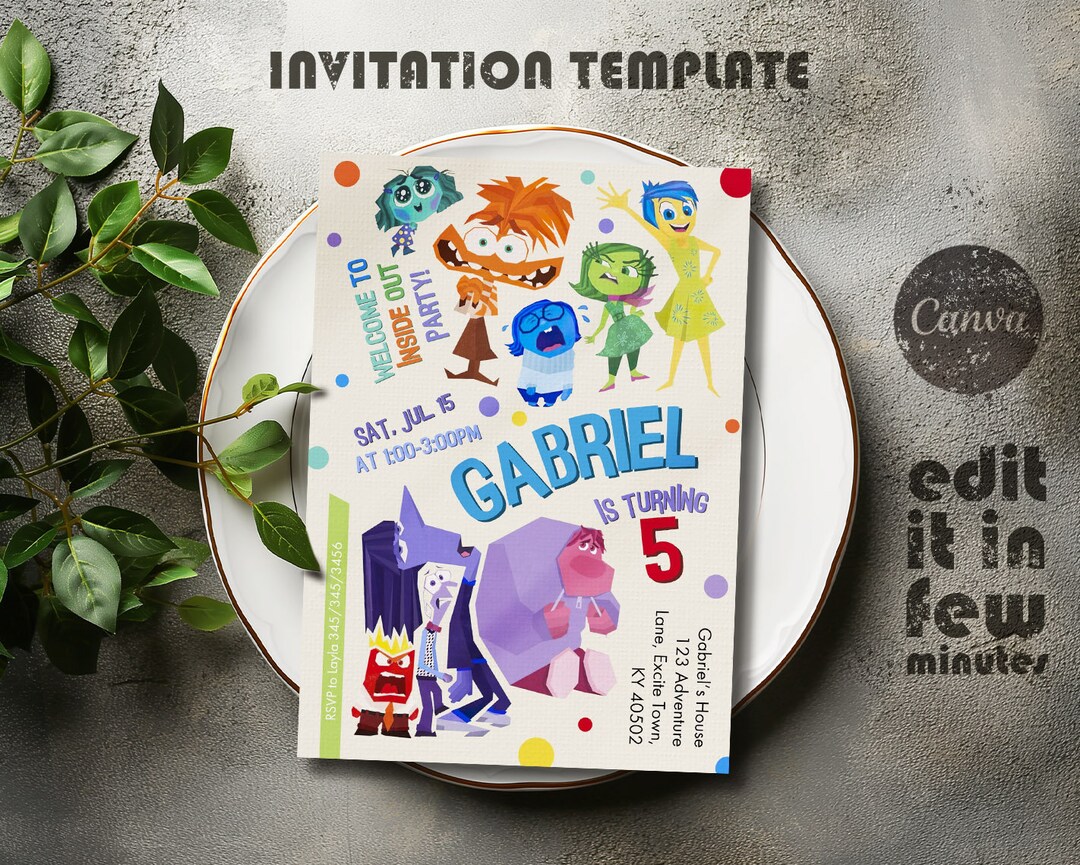 Inside Out 2 Birthday Invitation, Insideout Printable Invitation, Movie ...