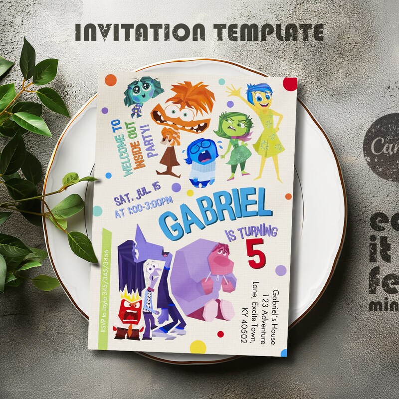 Inside Out Invite - Etsy