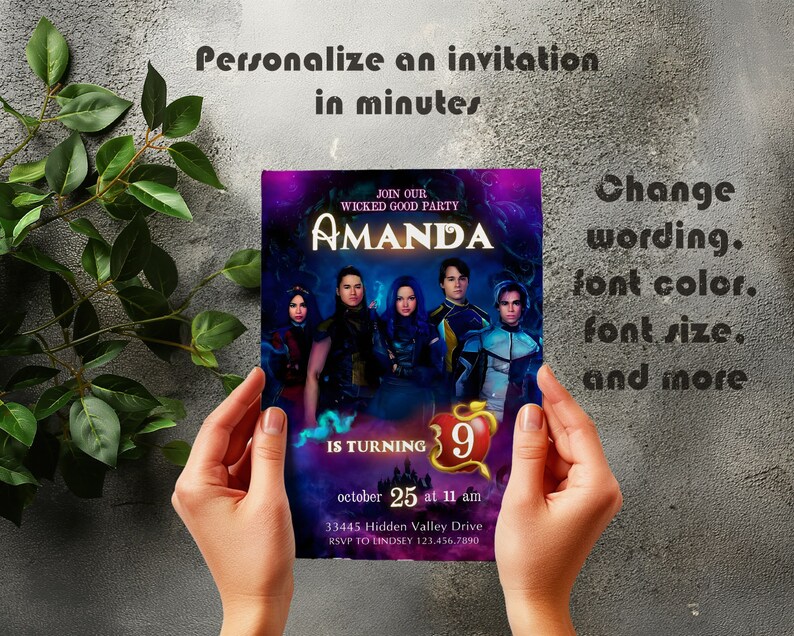 Printable Descendants Invitation, Editable Descendants Birthday Invite ...