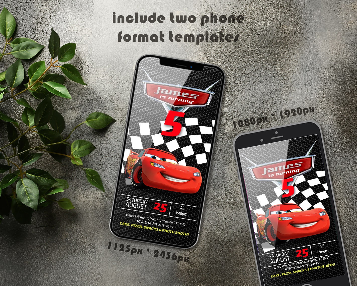 Invitación de Cars imprimible, invitación de Rayo Mcqueen, invitación ...