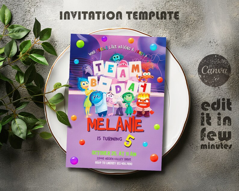 Inside Out 2 Birthday Invitation, Insideout Printable Invitation, Movie ...