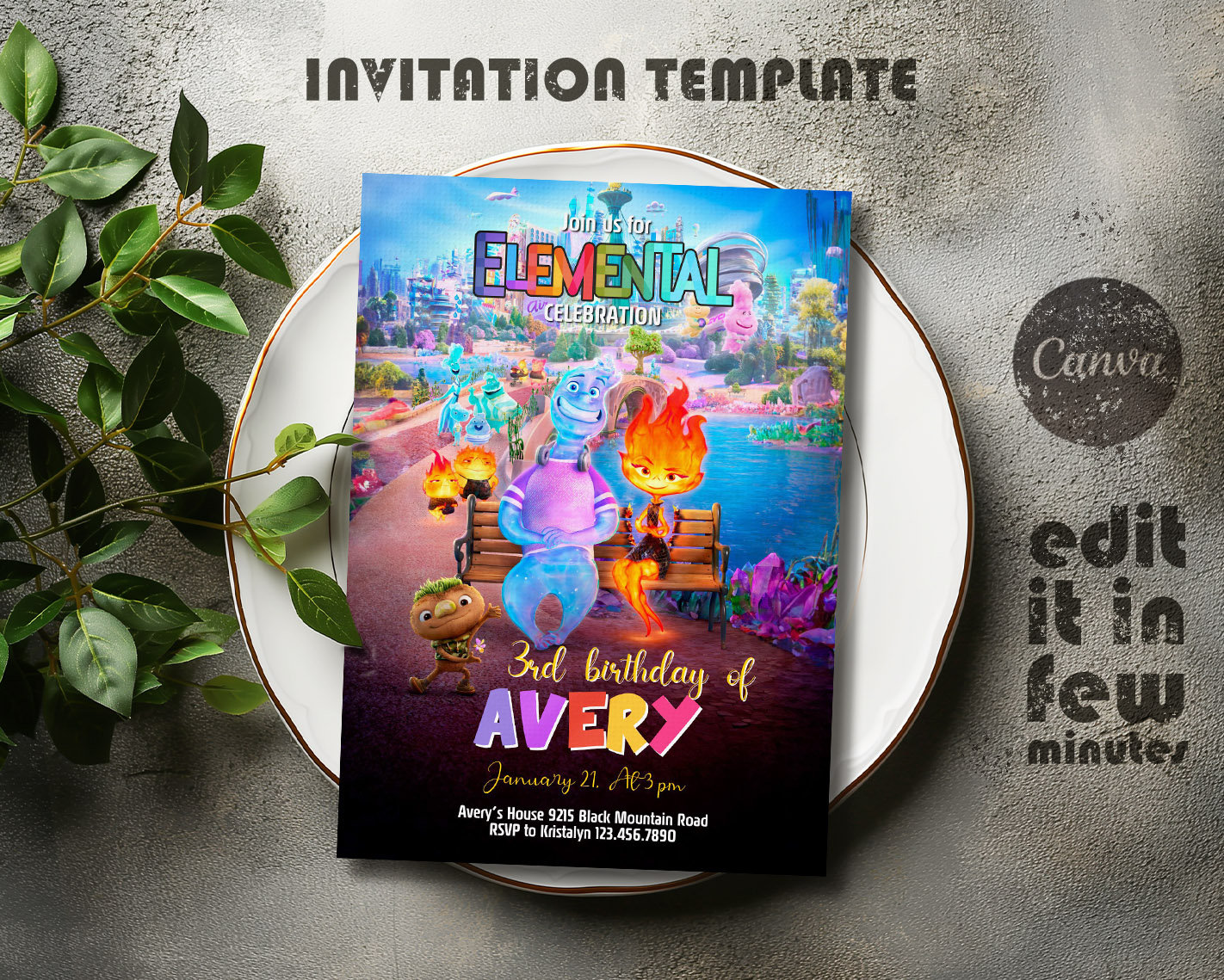 Editable Elemental Birthday Invitation, Printable Birthday Party Invite ...
