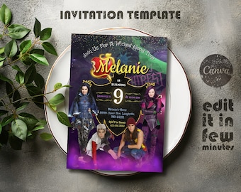 Printable Descendants Invitation, Editable Descendants Birthday Invite ...