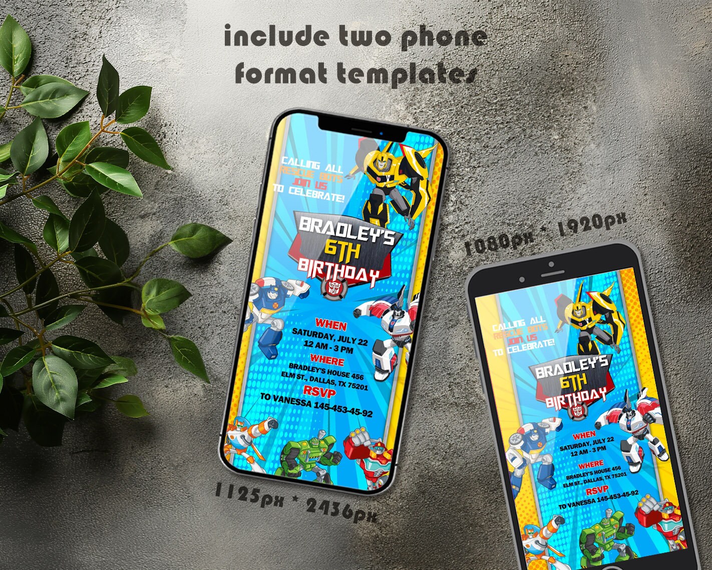 Printable Rescue Bots Birthday Invitation, Optimus Prime Invite ...