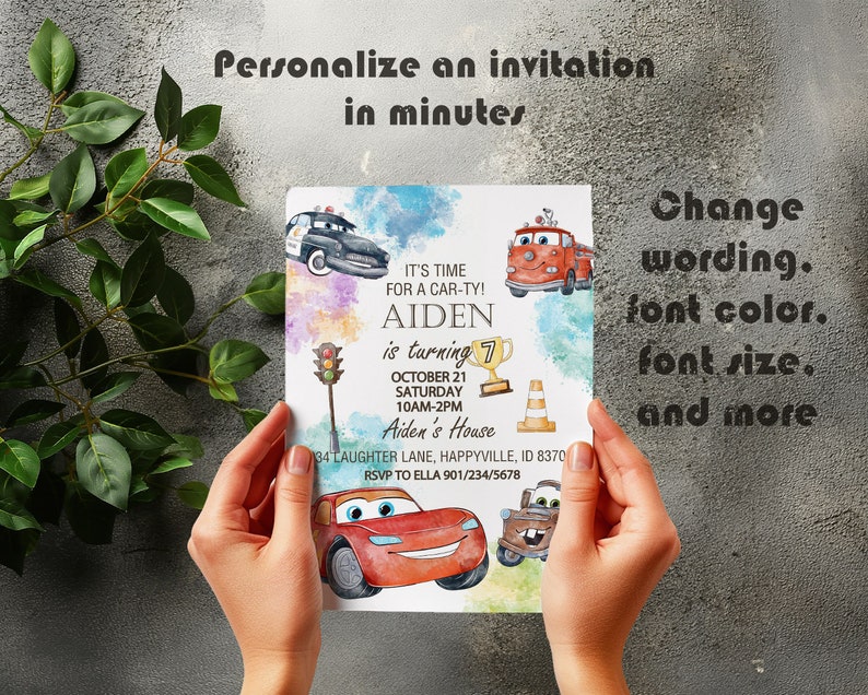 Printable Cars Invitation, Lightning Mcqueen Invite, Birthday Party ...