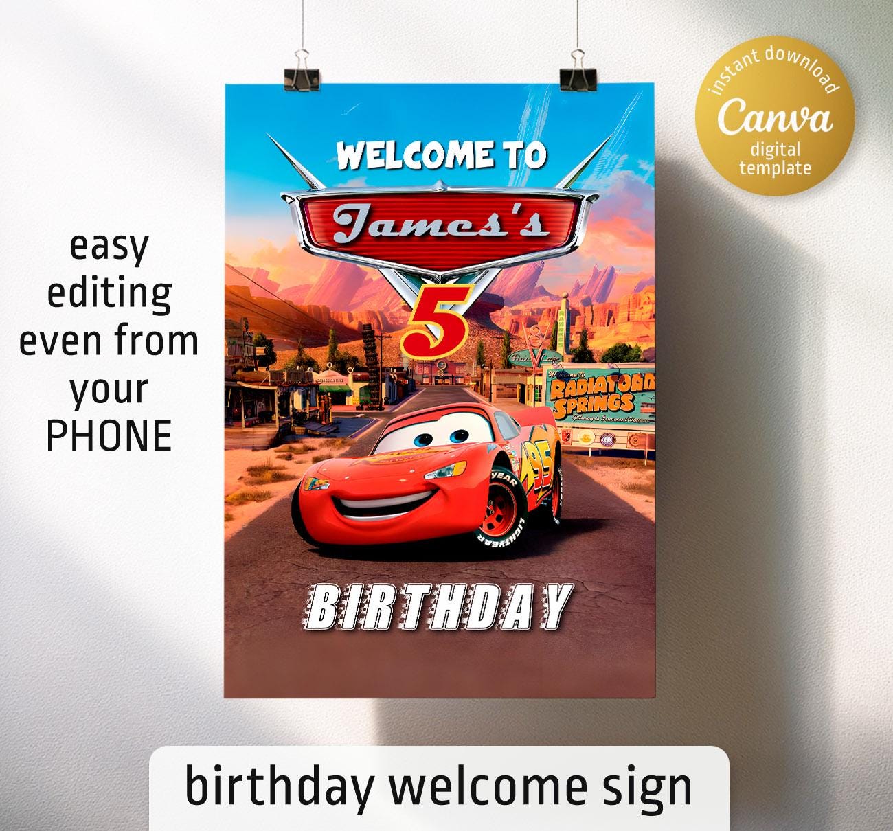 Cars Welcome Sign Template, Printable Birthday Party Lightning Mcqueen ...
