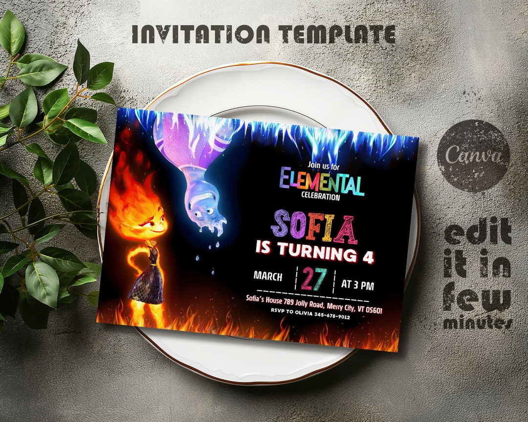 Editable Elemental Birthday Invitation, Printable Birthday Party Invite ...