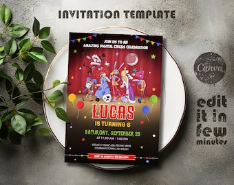 Printable the Amazing Digital Circus Invitation, Editable Digital ...