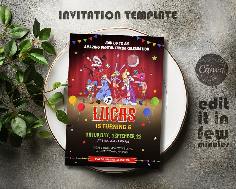 Printable the Amazing Digital Circus Invitation, Editable Digital ...