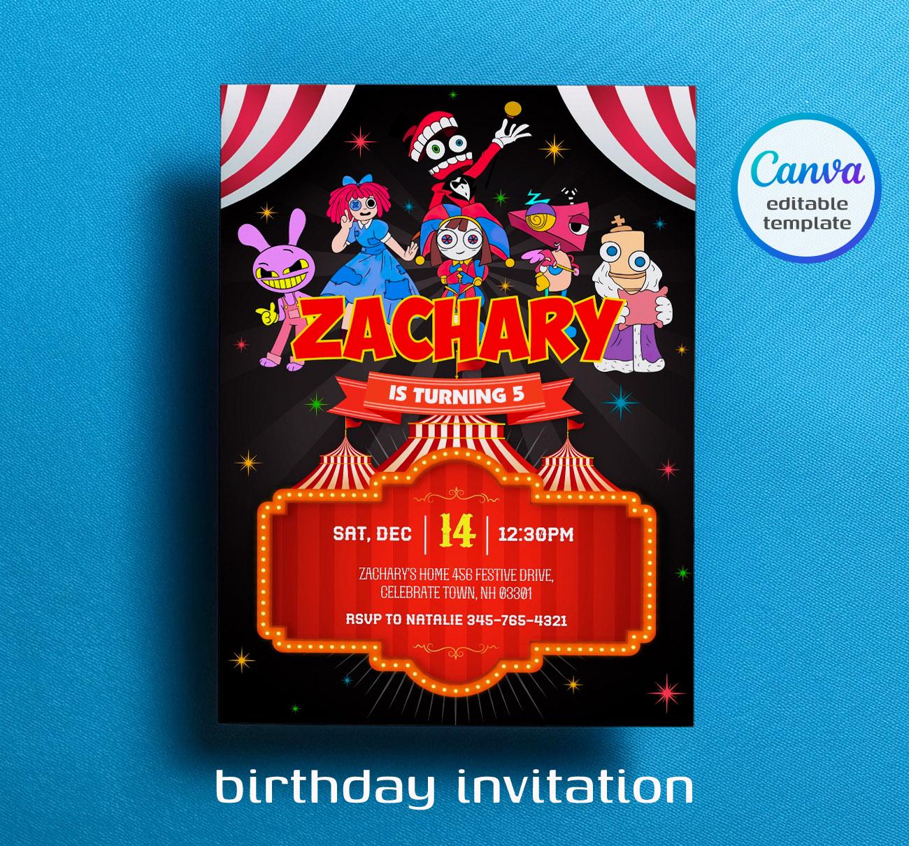 Printable the Amazing Digital Circus Invitation, Editable Digital ...