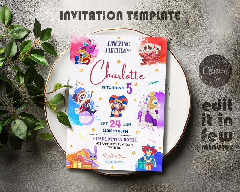 Printable the Amazing Digital Circus Invitation, Editable Digital ...