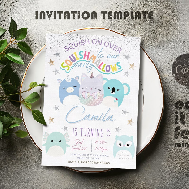 Squishy Party Invitation - Etsy