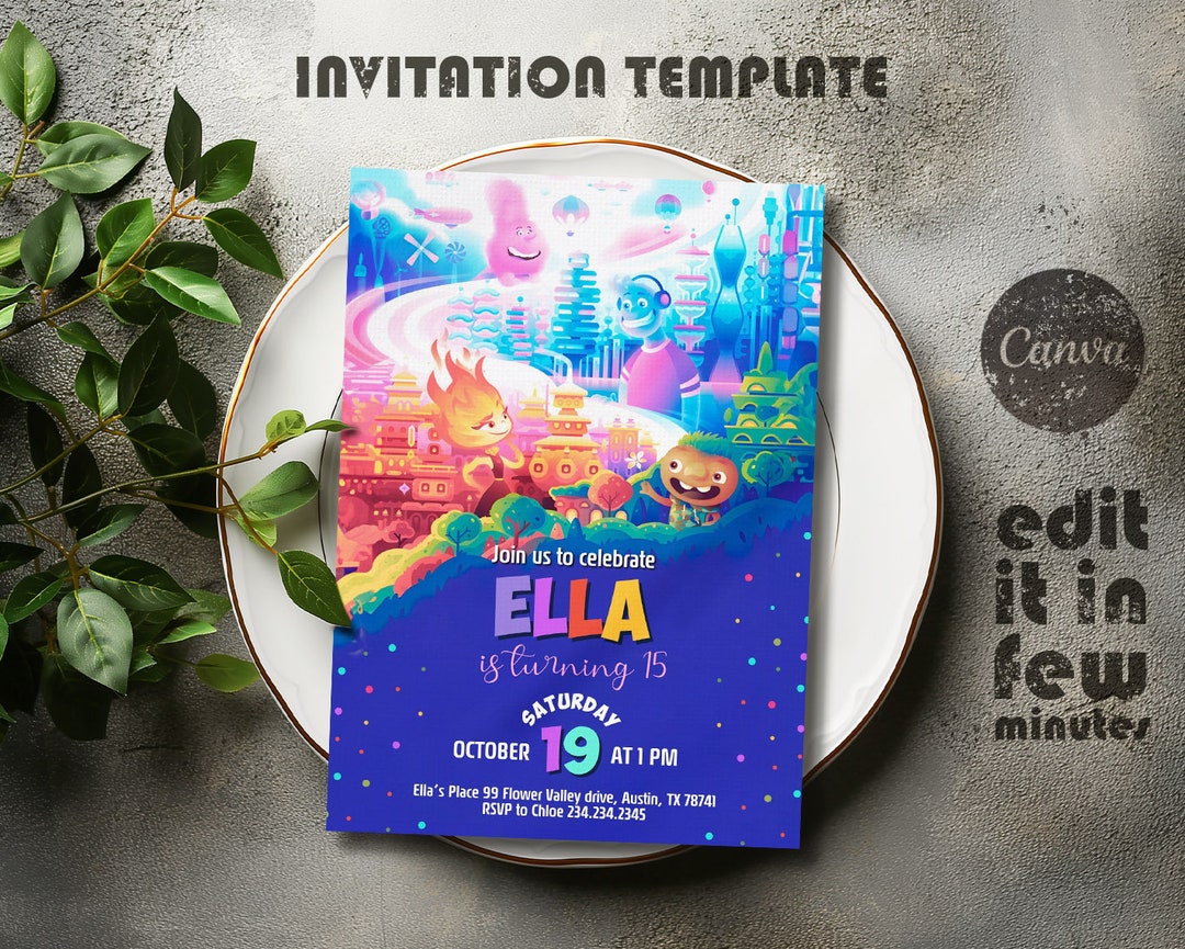 Editable Elemental Birthday Invitation, Printable Birthday Party Invite ...