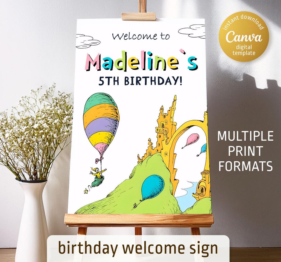Dr Seuss Printable Welcome Sign Template, PLACES YOULL GO Birthday ...