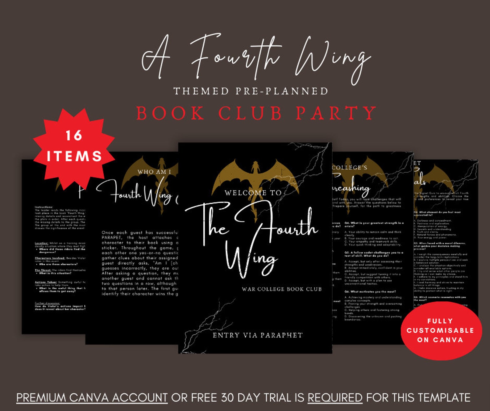 Fourth Wing Book Club Party Pre Planned Party Book Club Games Fantasy ...