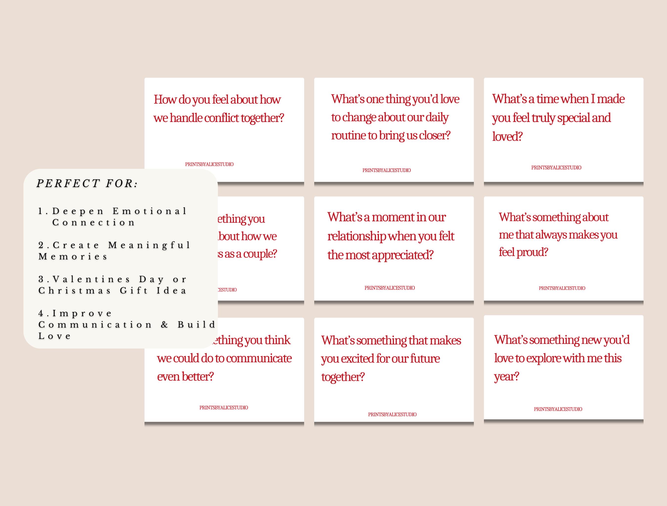 80 Relationship Conversation Cards for Couples | Valentines Day Gift ...
