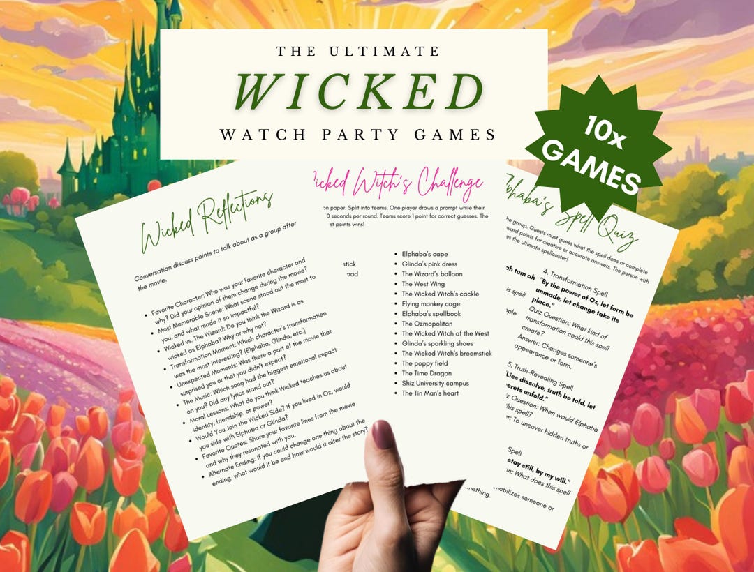 Wicked Pre Planned Watch Party Game Set Wicked Themed Party Games Pre ...
