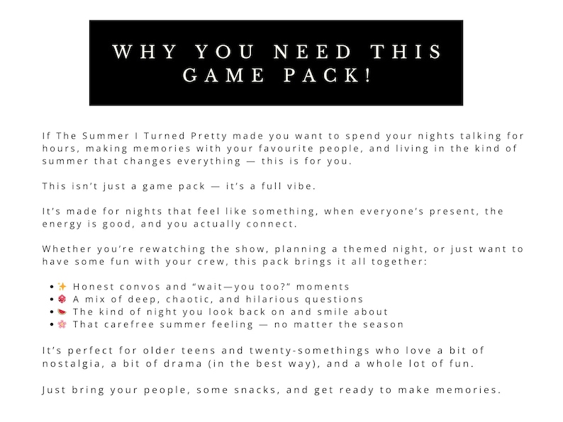 Summer I Turned Pretty Game Night Pack – Printable American Beach House ...