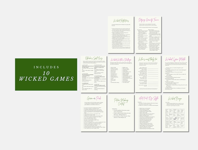 Wicked Pre Planned Watch Party Game Set Wicked Themed Party Games Pre ...