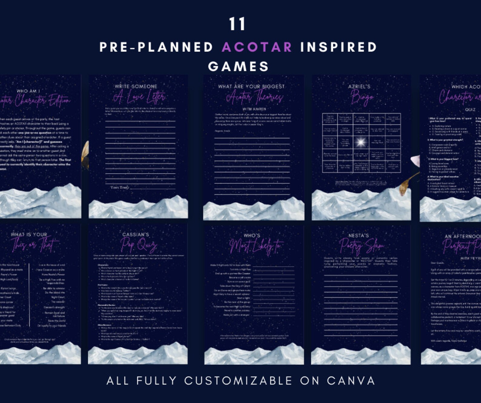 ACOTAR Themed Party Pre Planned Party Pack A Court of Thorns and Roses ...