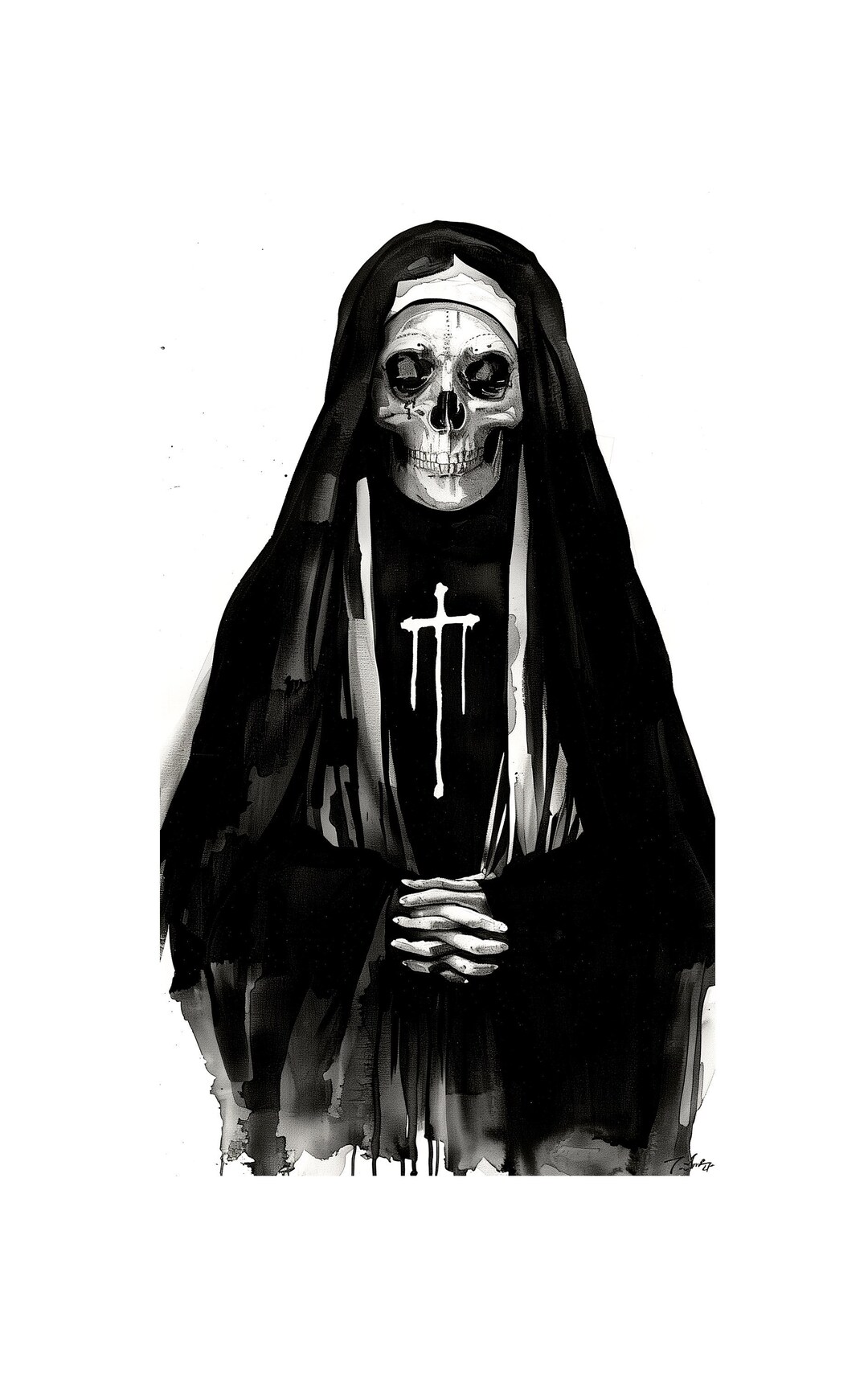 The Nun's Sorrow V2 Gothic Large Abstract Print, Digital Download ...