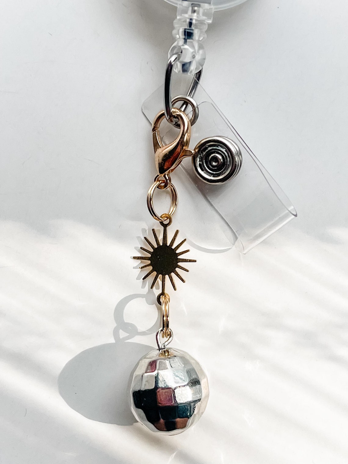 Mini Disco Ball With Sun Charm Badge Reel Charm Lanyard Charm Nurse ...